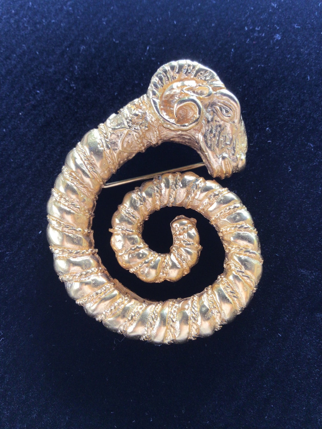 Jaded Jewels Co. Gold Plated Pin Ram Head Serpent Spiral - Etsy