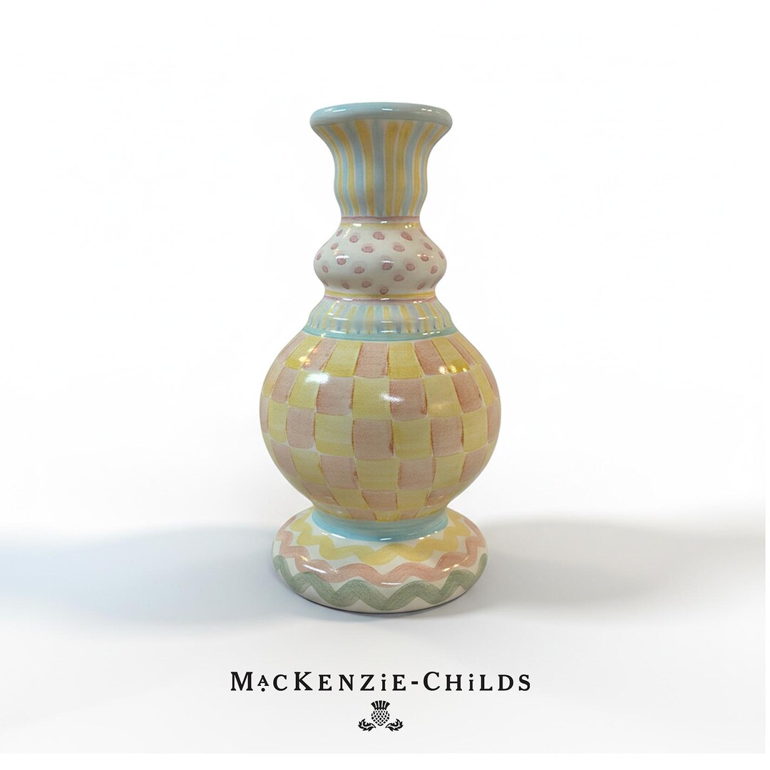 Vintage 1989 Mackenzie-childs King Ferry Vase | Retired Rare Hand ...