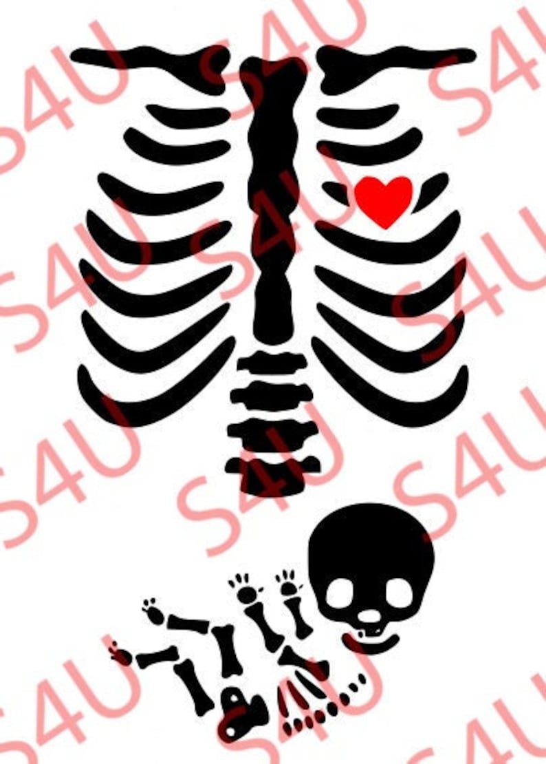 Pregnant Skeleton Halloween Baby SVG Cutting File , Cricut Silhouette ...
