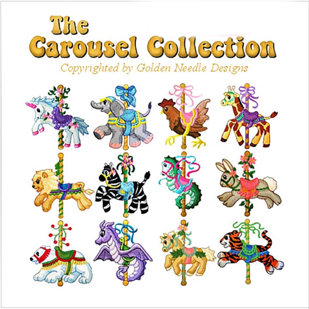 Stunning Carousel Animal Machine Embroidery Designs - Etsy