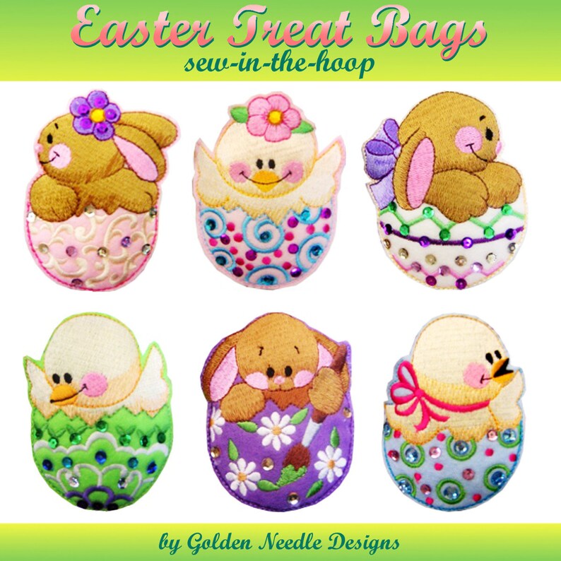 Easter Treat Bag Machine Embroidery Designs Bags - Easter Chick 04 - Etsy