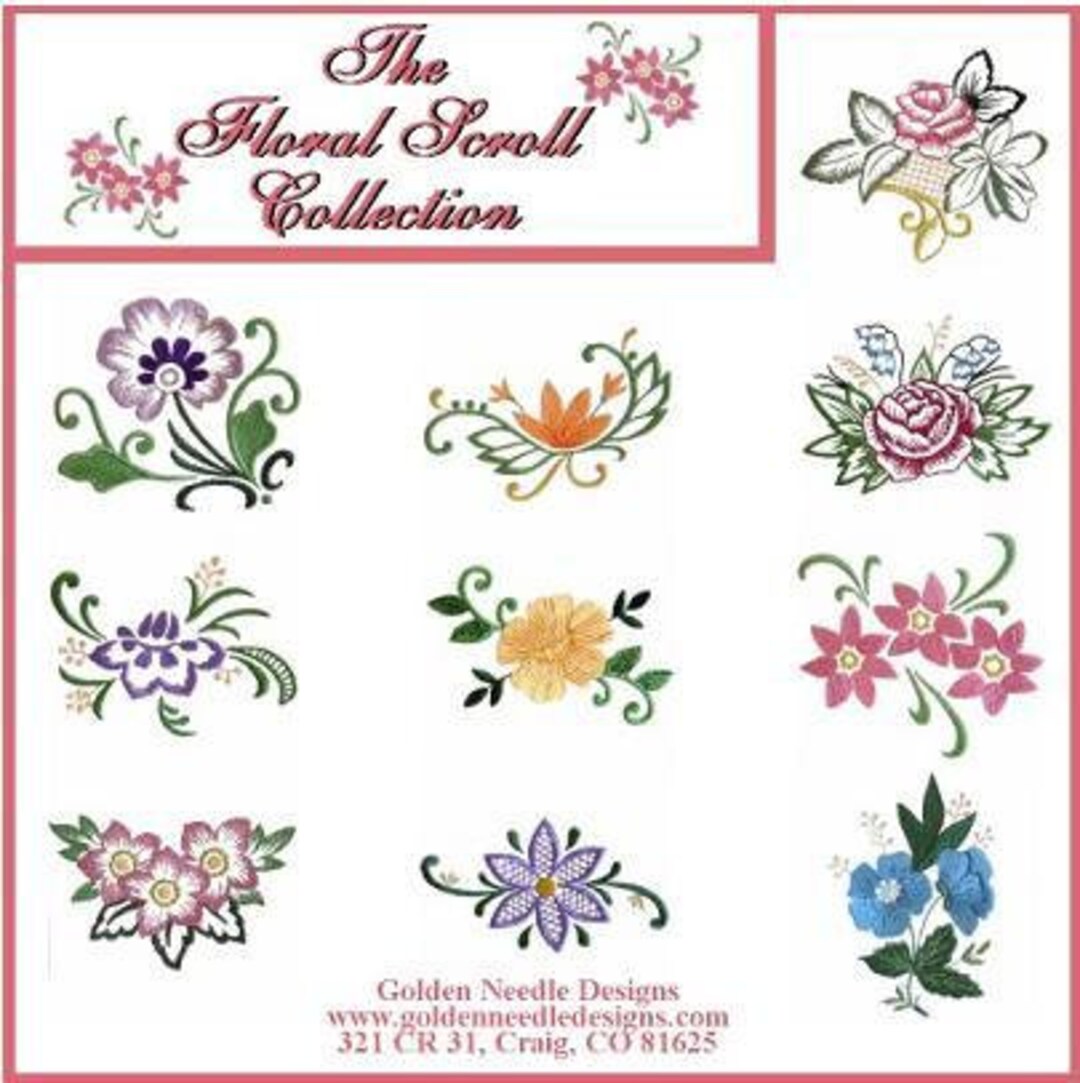 Floral Scroll Collections - Machine Embroidery Designs Patterns - Etsy
