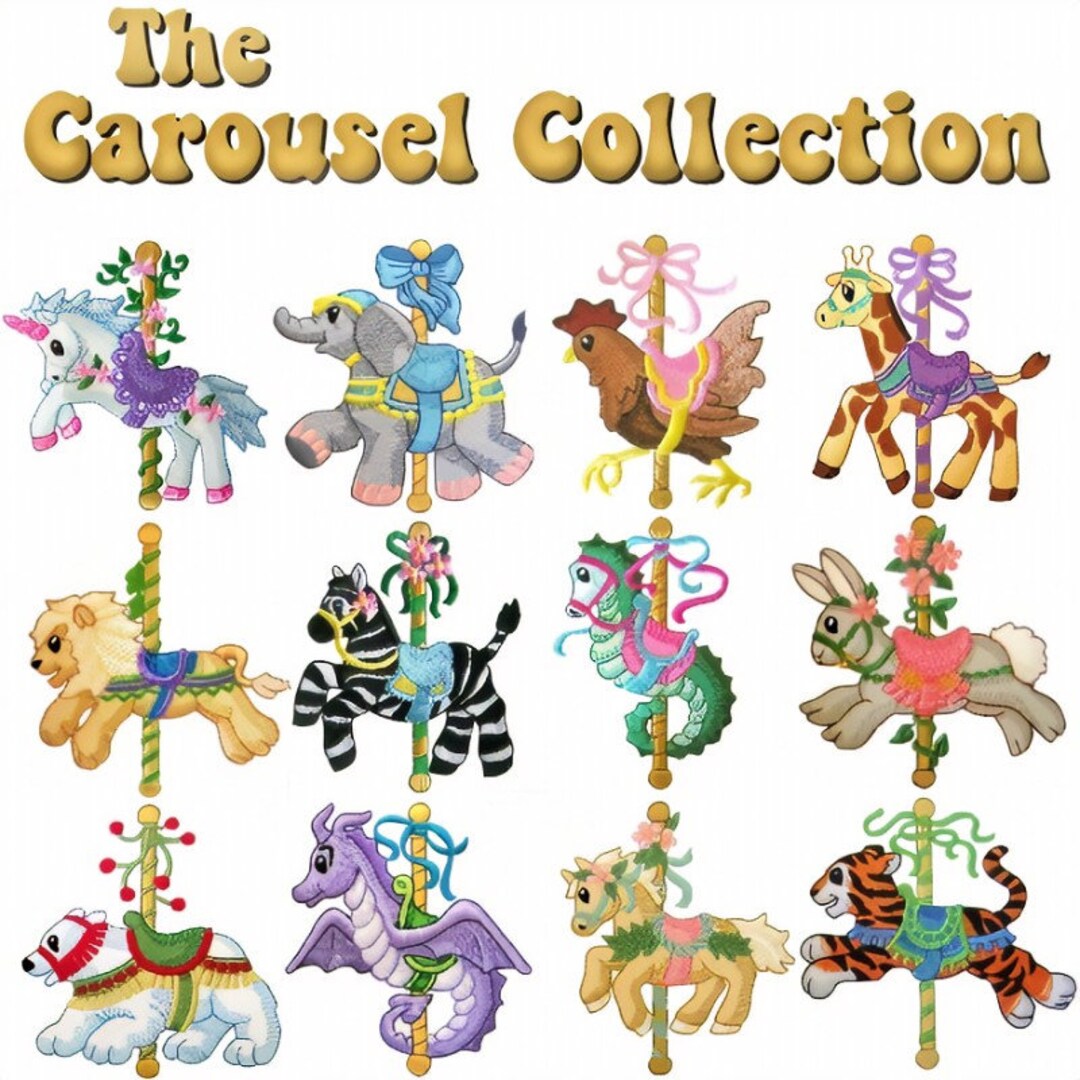 Stunning Carousel Animal Machine Embroidery Designs - Etsy