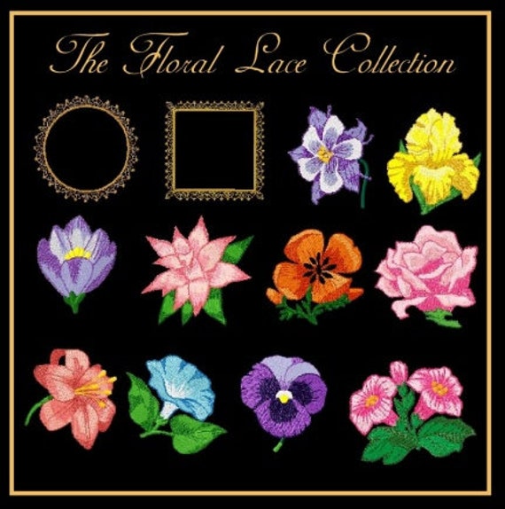 Floral Lace Collections Machine Embroidery Designs Patterns - Etsy