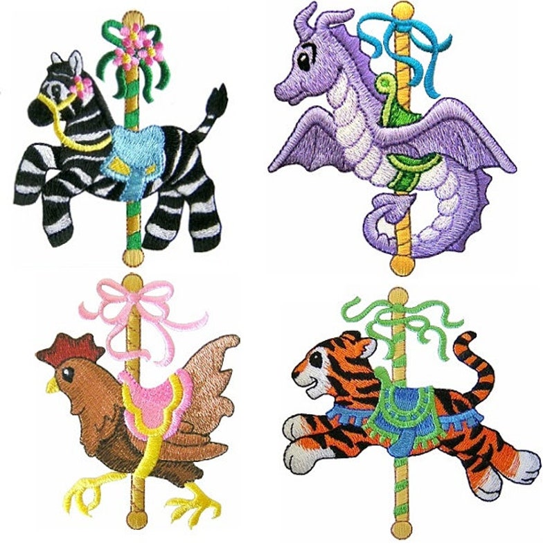 Stunning Carousel Animal Machine Embroidery Designs - Etsy