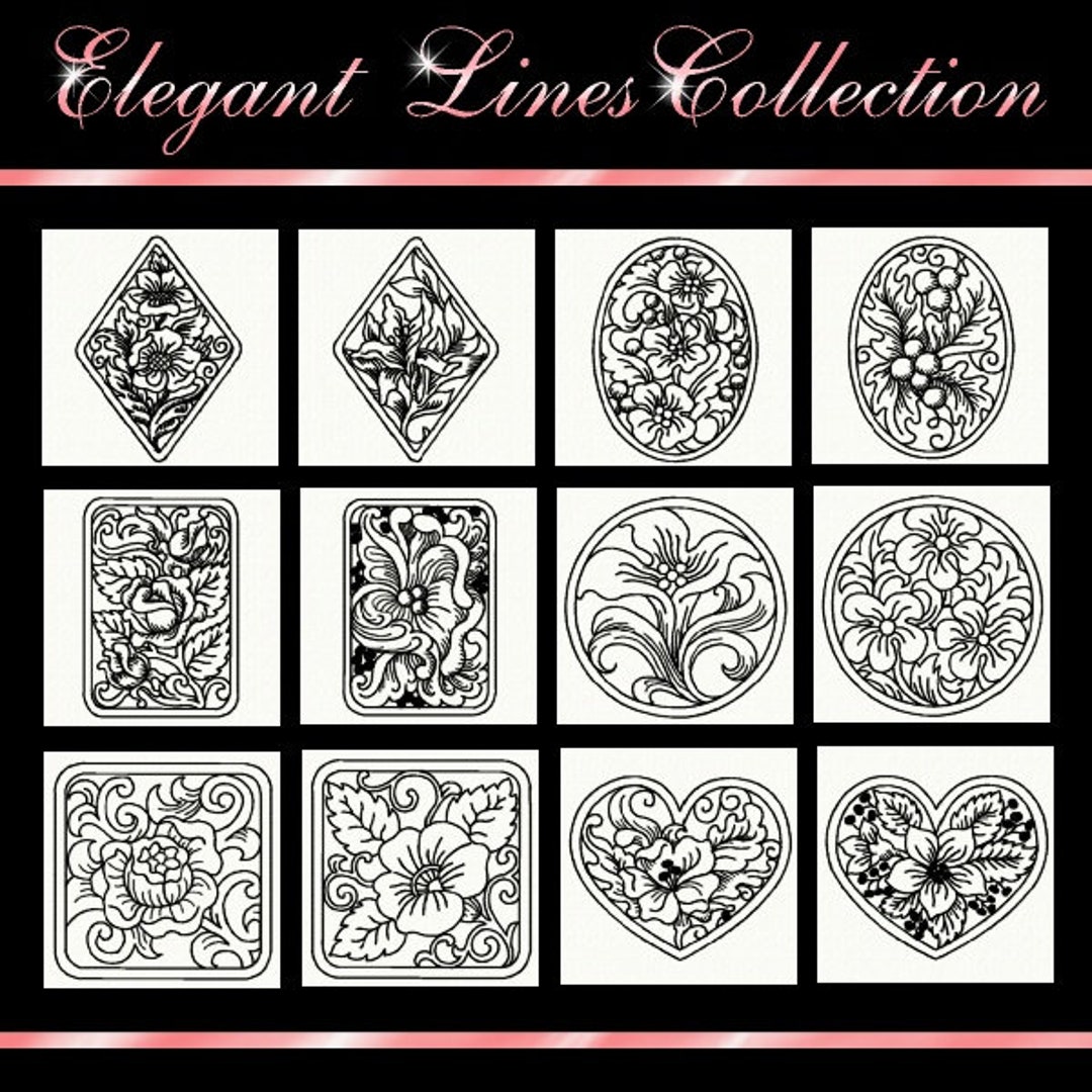 Elegent Lines Collection - Machine Embroidery Designs Patterns - Etsy