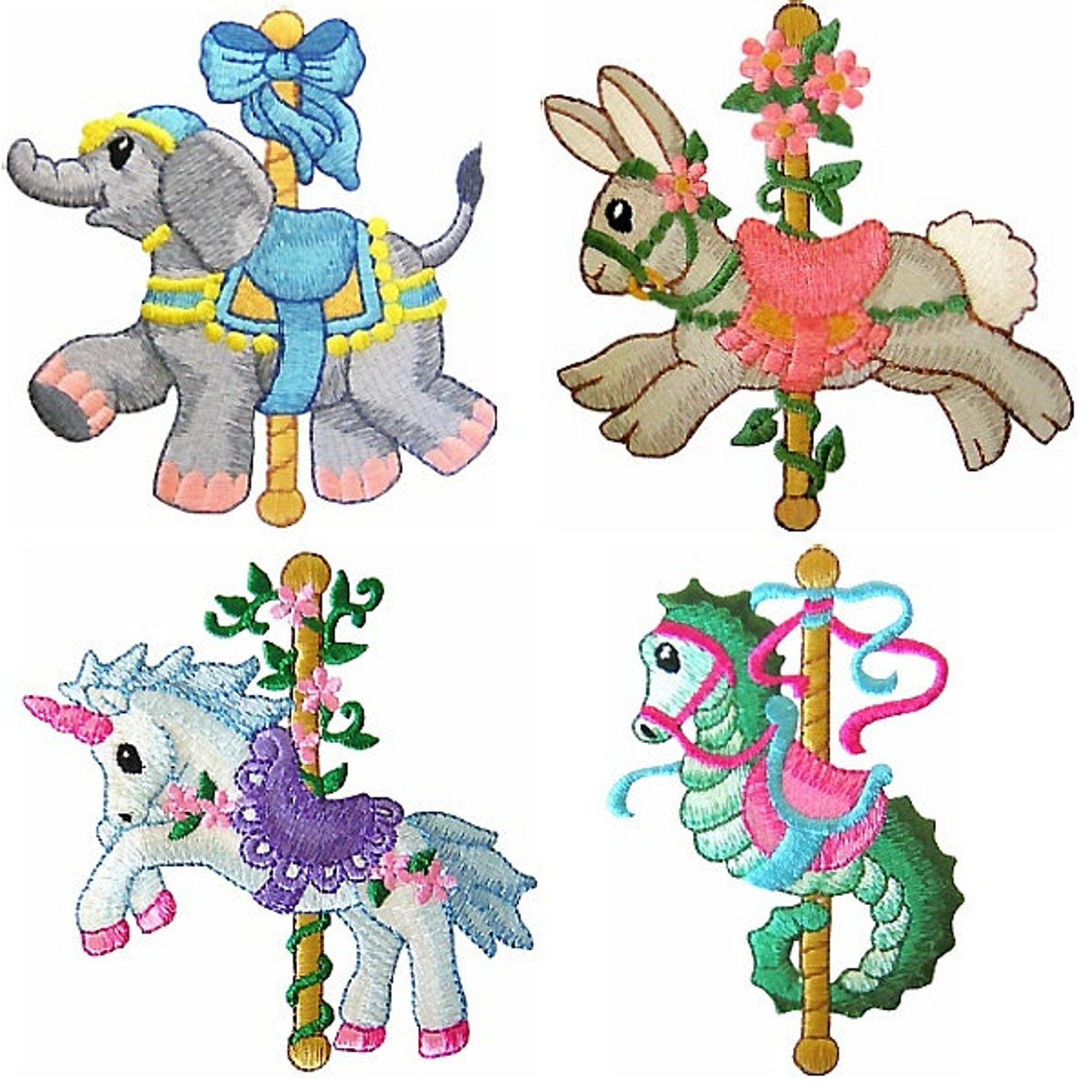 Stunning Carousel Animal Machine Embroidery Designs - Etsy