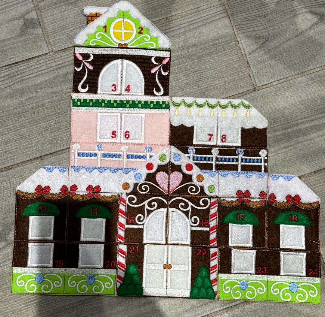 Gingerbread Advent Calendar Machine Embroidery Design Pattern - Etsy