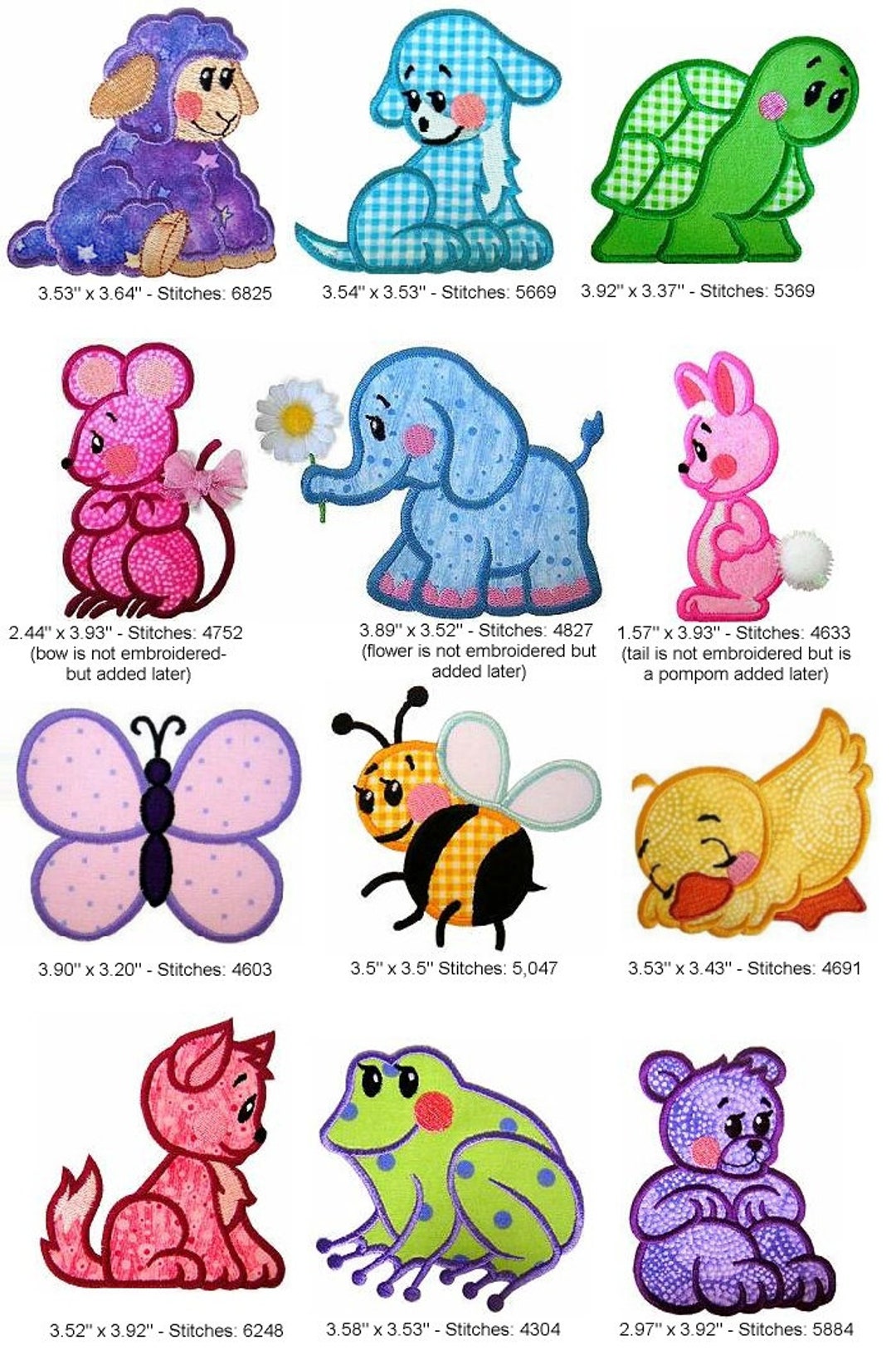Baby Applique Machine Embroidery Designs: Animal Quilt Set (4x4 Hoop ...