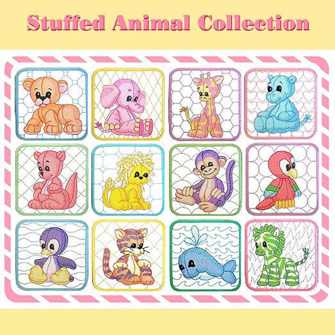 12 Stuffed Animal Designs for Machine Embroidery Designs - All Formats ...