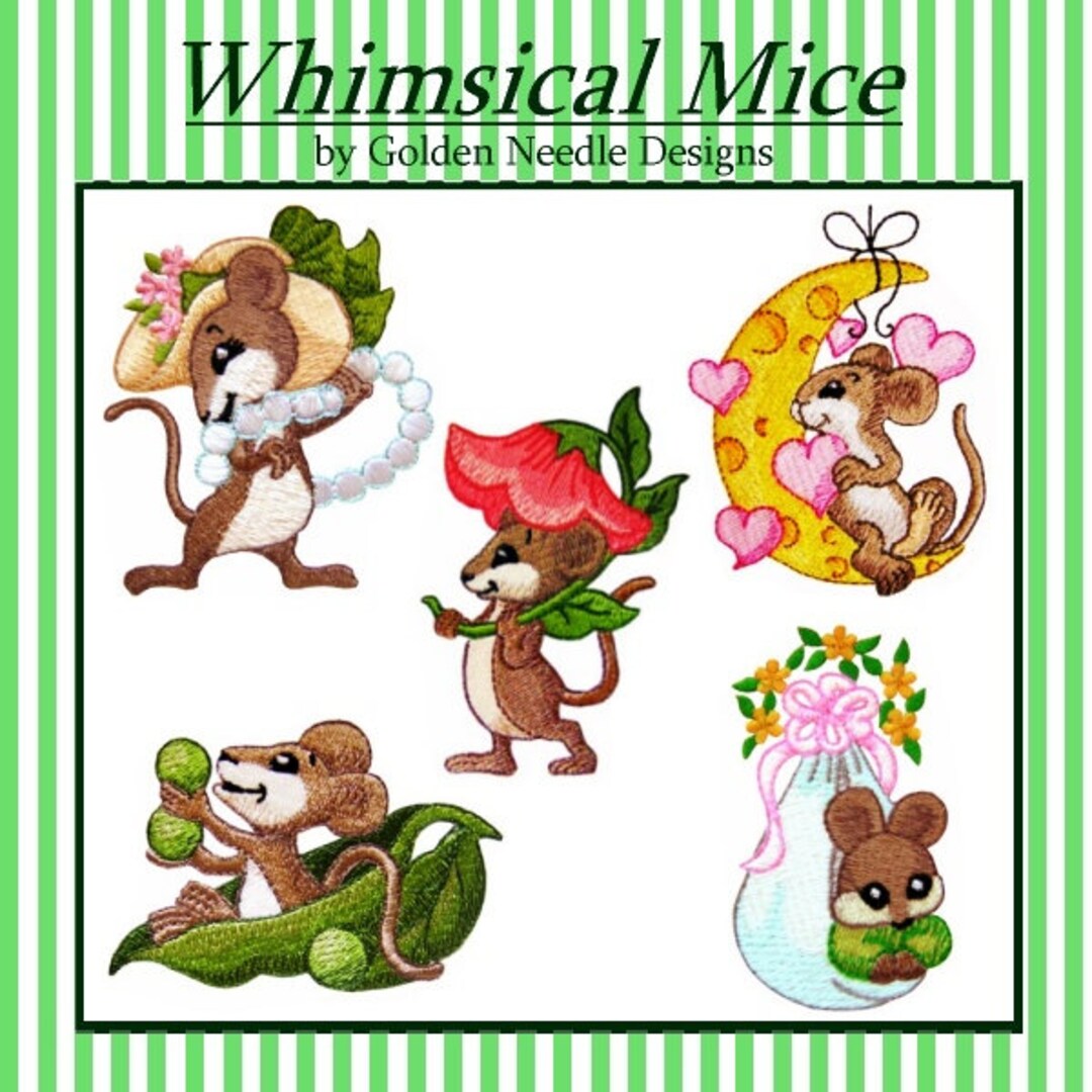 Whimsical Mouse Embroidery Pattern Collection - Machine Embroidery ...