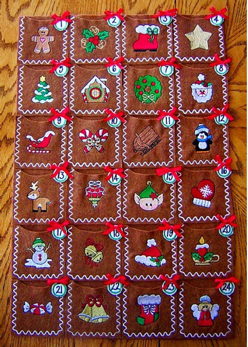 Christmas Advent Calendar Pattern for Machine Embroidery Designs - All ...