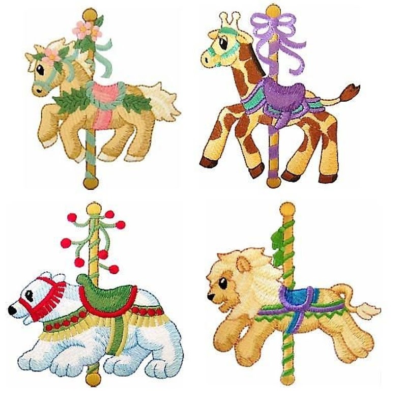 Stunning Carousel Animal Machine Embroidery Designs - Etsy