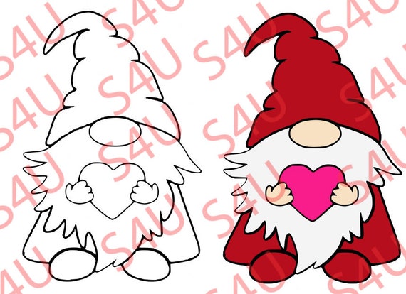Valentines SVG Gnome / Gonk Cricut Silhouette and Other | Etsy