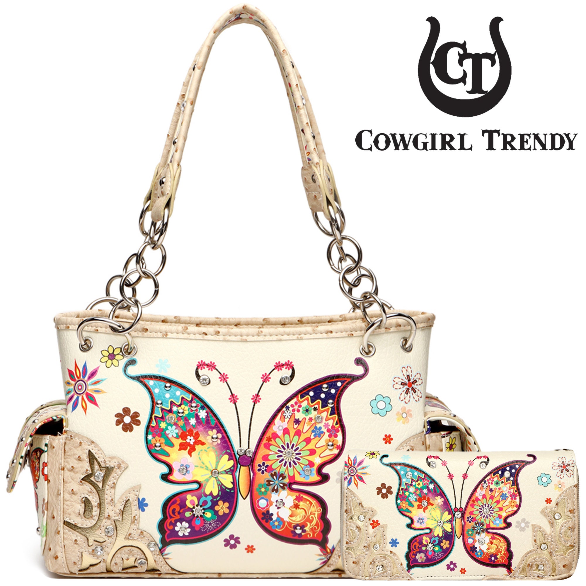 Western Style Spring Butterfly Flower Rhinestone Studded | Etsy