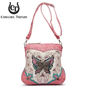 Butterfly Floral Western Style Spring Rhinestone Studs Concealed Carry ...