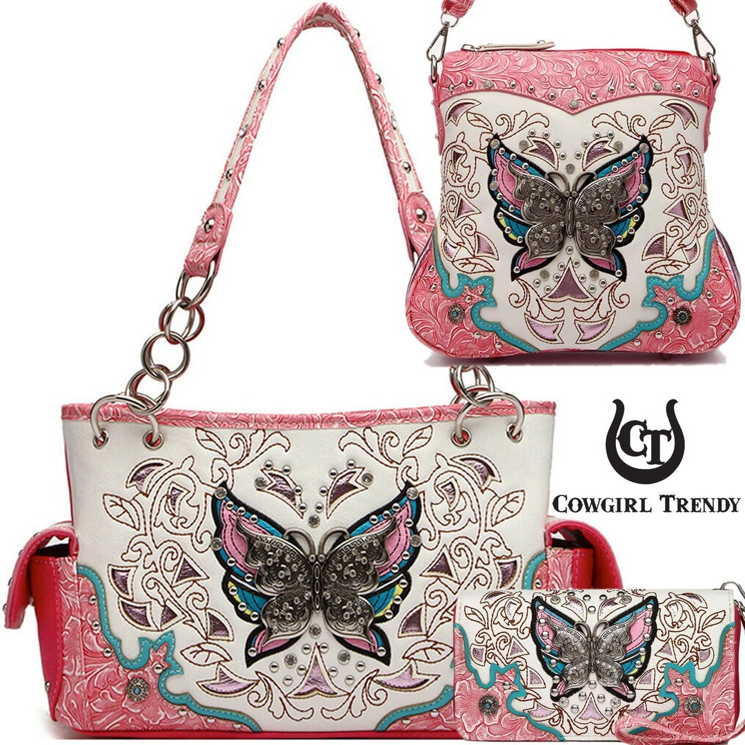 Butterfly Floral Western Style Spring Rhinestone Studs Concealed Carry ...