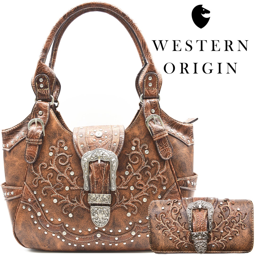 Western Style Concealed Carry Purse Buckle Country Large Tote Handbag ...