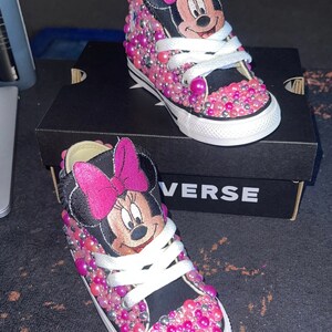 Minnie Mouse Blinged Converse Minnie Mouse Birthday Shoes Minnie Mouse ...
