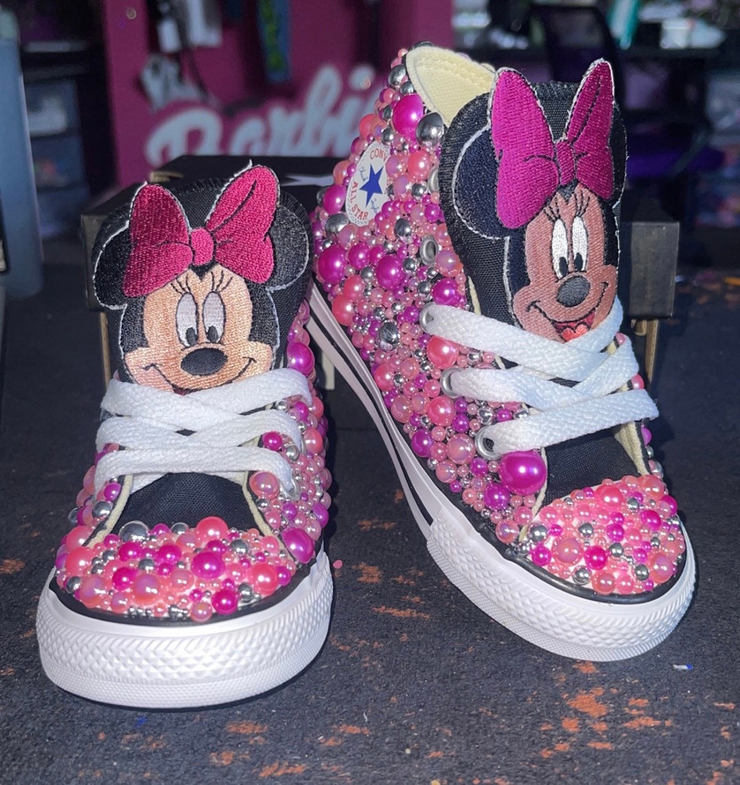 Minnie Mouse Blinged Converse Minnie Mouse Birthday Shoes Minnie Mouse ...