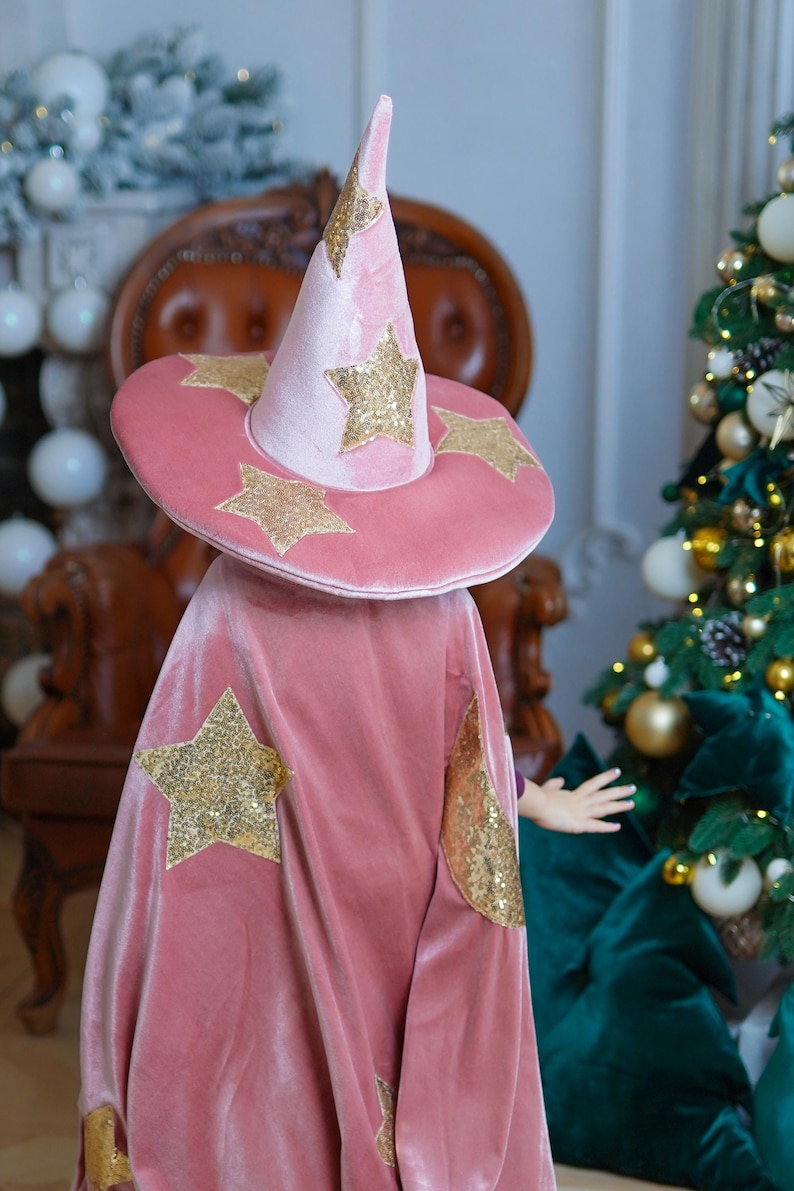 Kids Velvet Wizard Cape Set: Star Sequin Robe, Hat & Wand - Etsy