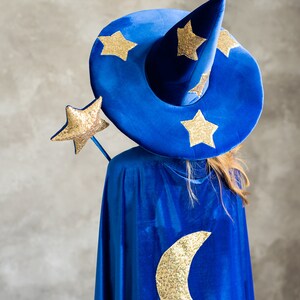 Enchanting Adult Blue Wizard Halloween Costume Set: Cape, Hat, and ...