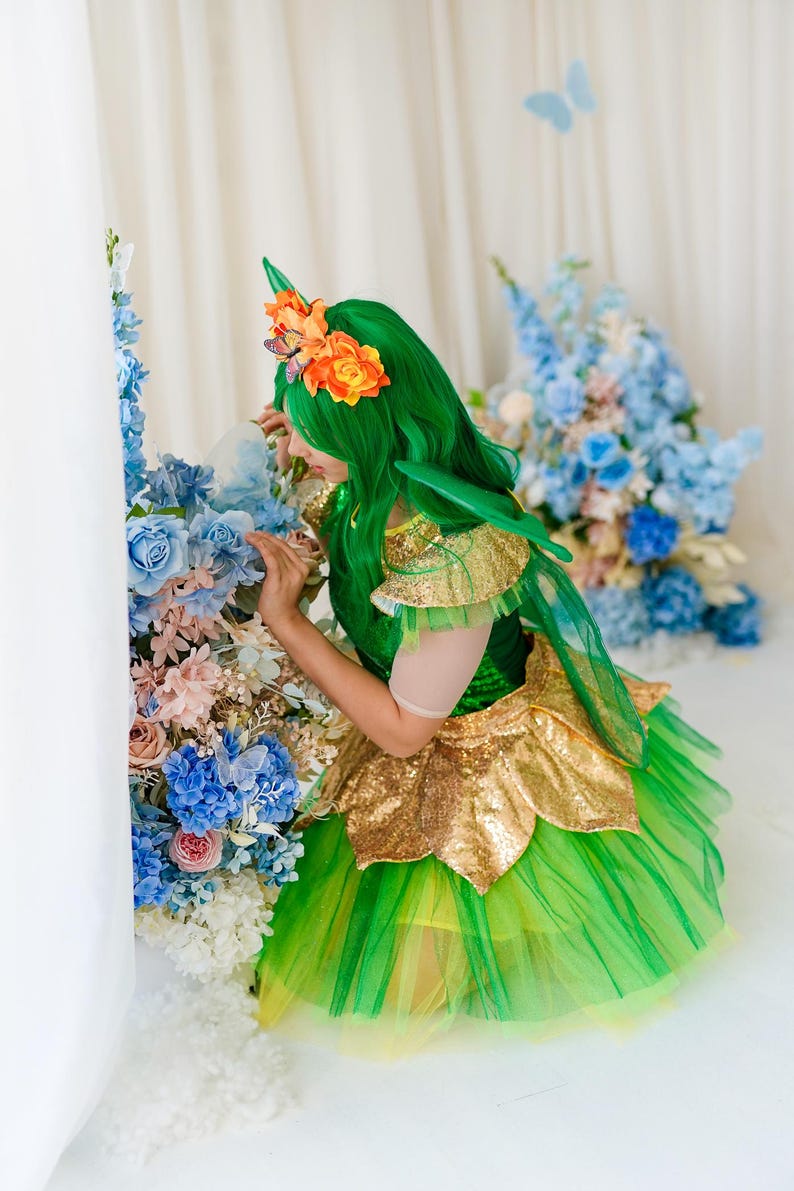 Green Fairy Outfit for Adults With Wings, Cosplay Look for Performers ...