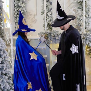 Enchanting Adult Blue Wizard Halloween Costume Set: Cape, Hat, and ...