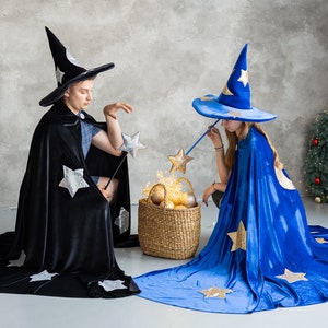 Enchanting Adult Blue Wizard Halloween Costume Set: Cape, Hat, and ...