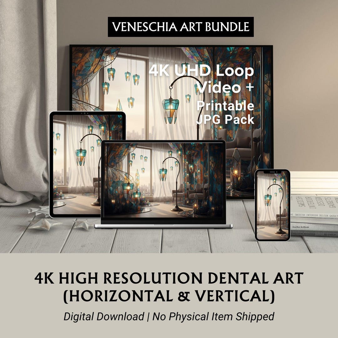 Stained Glass Tooth Lamp Digital Art, Dental Office Wall Decor ...