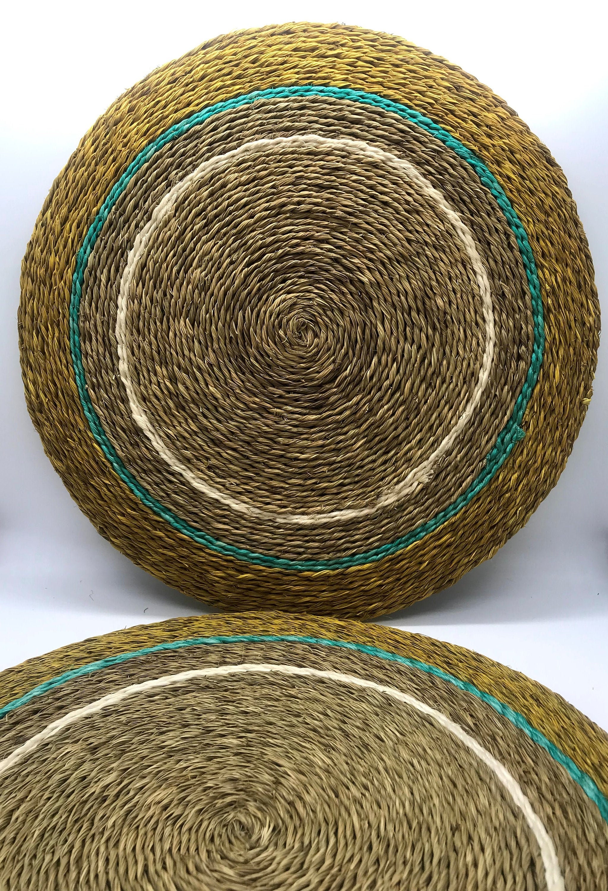 Large Placemats Mustard and Turquoise. Table Mat, Woven Gift, African ...