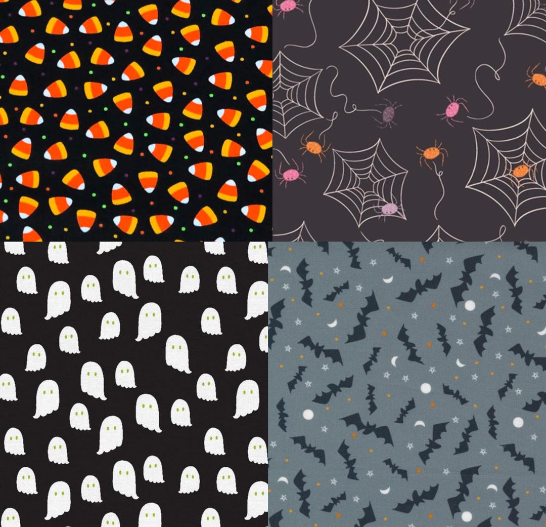 Halloween Fabrics - Ghosts, Spiders, Candy Corn, Bats. Art Gallery ...