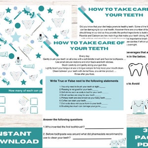 How to Take Care of Your Teeth, Teeth Worksheet, Homeschooling, Digital ...