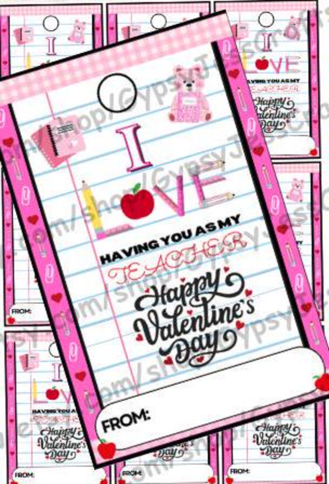 Valentine Teacher Tag. Printable Gift Tags for Valentines Day ...