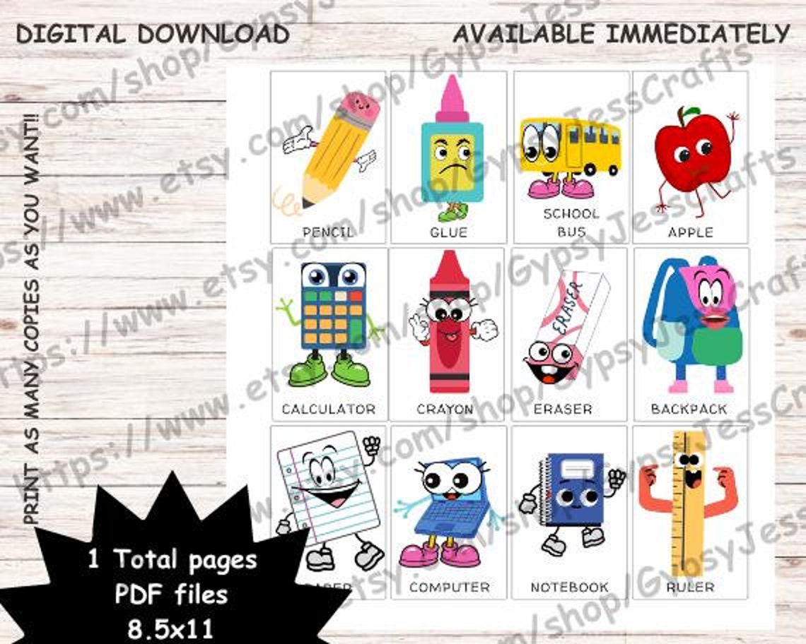 Back to School Digital Memory Game, Back to School Instant Download ...