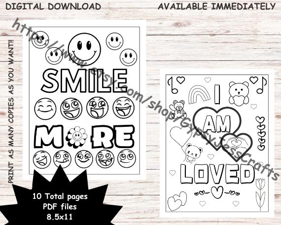 Mental Health Coloring Pages, Positive Coloring Pages, Positive ...
