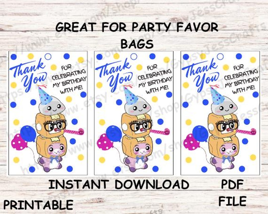 Lanky Box Party Favor Tags, Lanky Box Birthday, Birthday Tags, Lanky ...