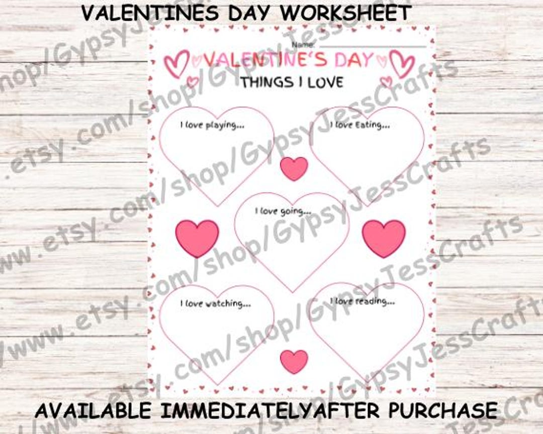 Things I Love Writing Activity, Valentine's Day Printable, Journal ...