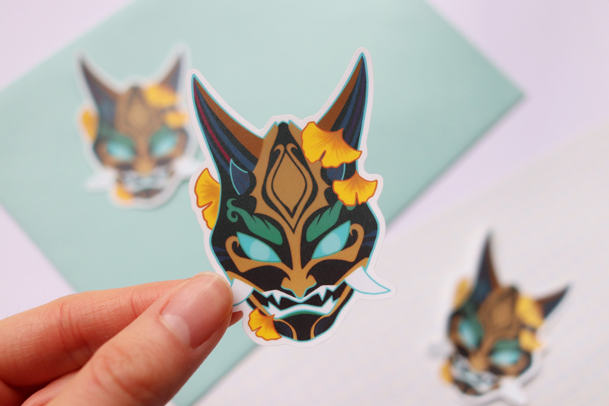 Xiao Yaksha Mask Genshin Impact Matte Vinyl Sticker | Etsy