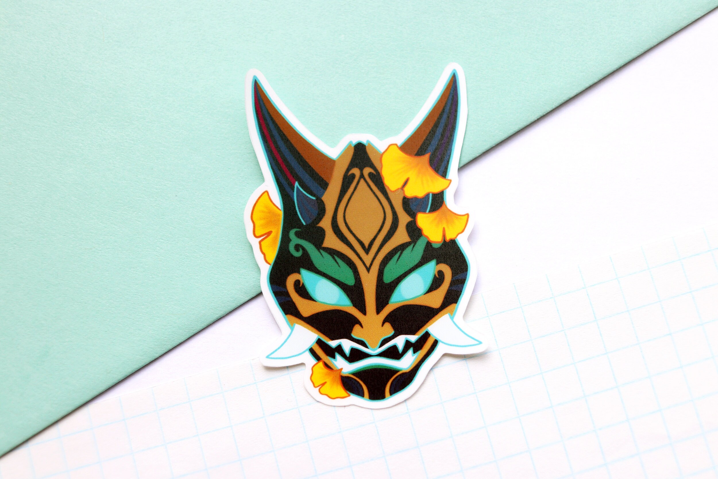 Xiao Yaksha Mask Genshin Impact Matte Vinyl Sticker - Etsy Australia