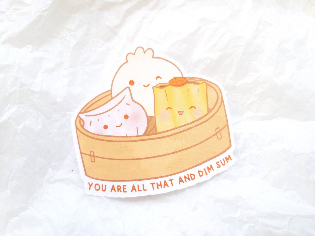 Dim Sum Sticker, Cute Vinyl Laptop Decal Sticker, Cute Asian Dim Sum ...