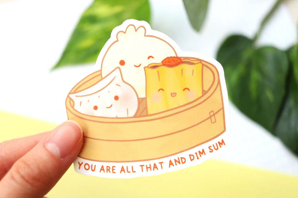 Dim Sum Sticker, Cute Vinyl Laptop Decal Sticker, Cute Asian Dim Sum ...