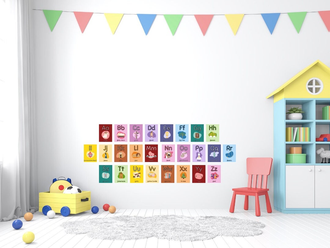 Catholic Themed Alphabet PRINTABLE Set | Colorful Nursery Decor | 8.5 ...