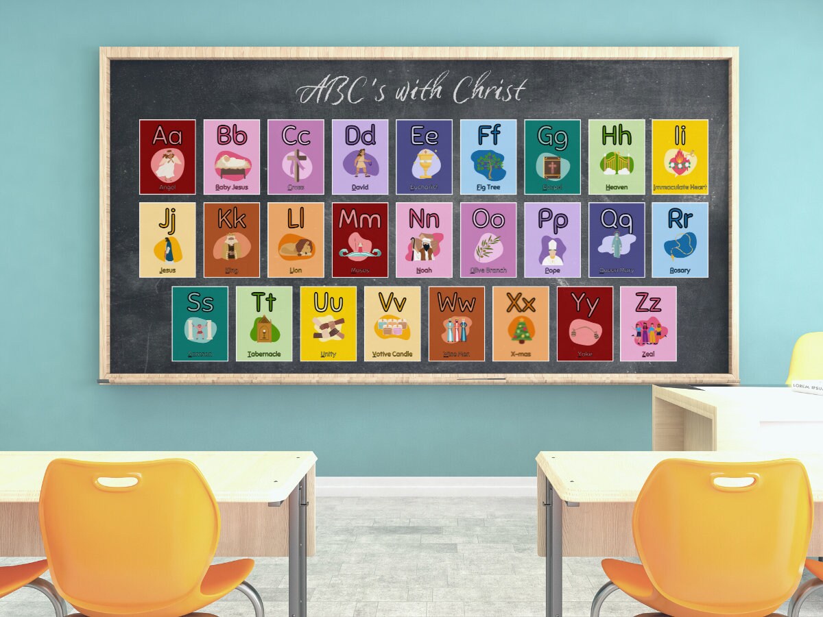Catholic Themed Alphabet PRINTABLE Set | Colorful Nursery Decor | 8.5 ...