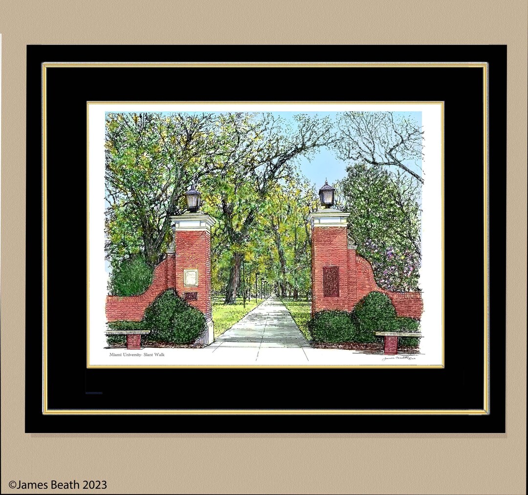 Miami University of Ohio Iconic Slant Walk Artist Print by James Beath ...