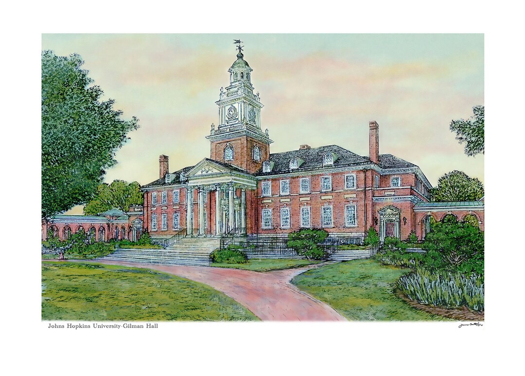 Johns Hopkins Gillman Hall Print, Pen & Ink Watercolor Art - Etsy