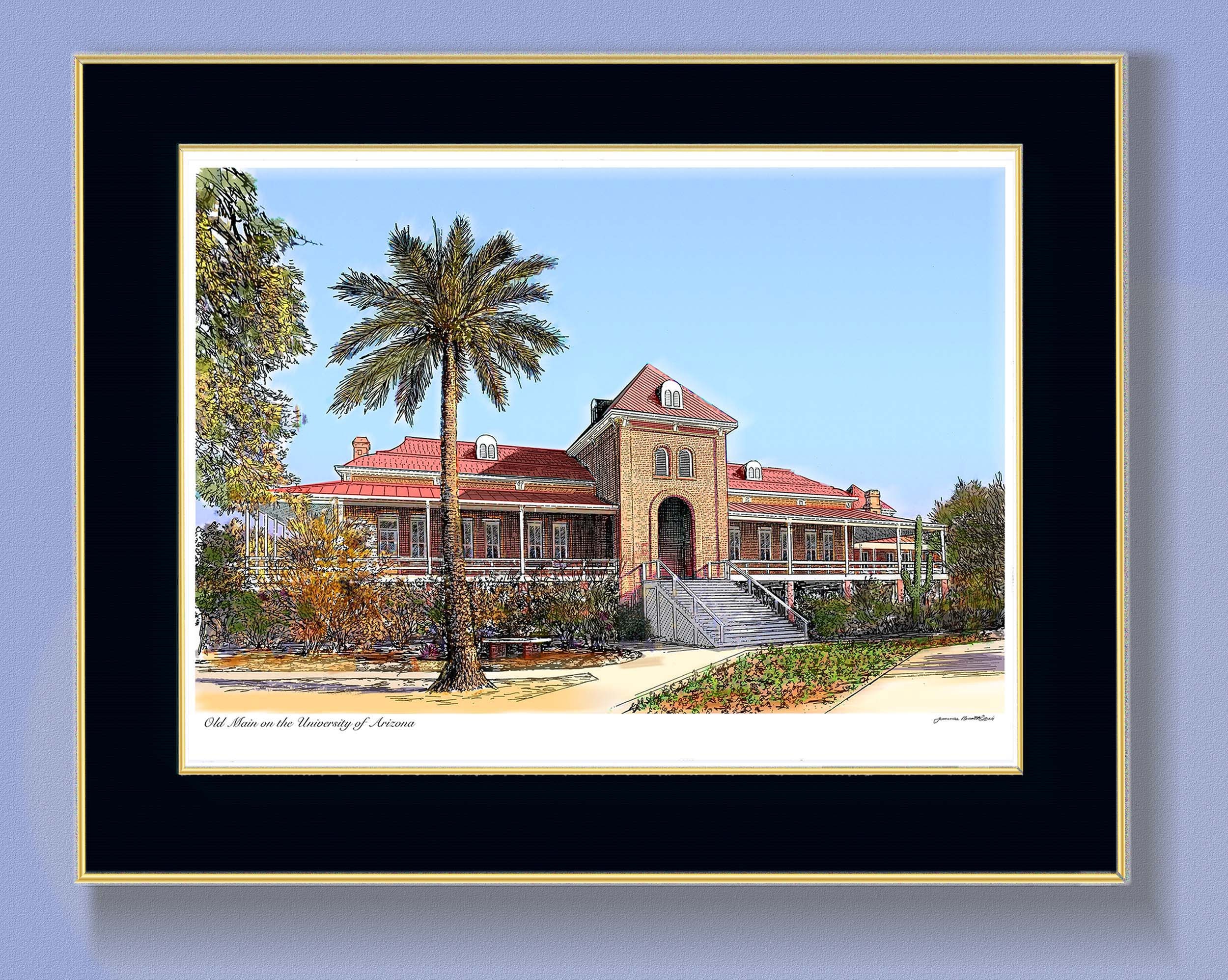 University of Arizona Old Main Print, Watercolor Ink Art - Etsy