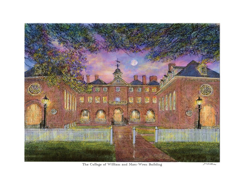 William and Mary University Wren Building Pen & Ink With Water Color ...