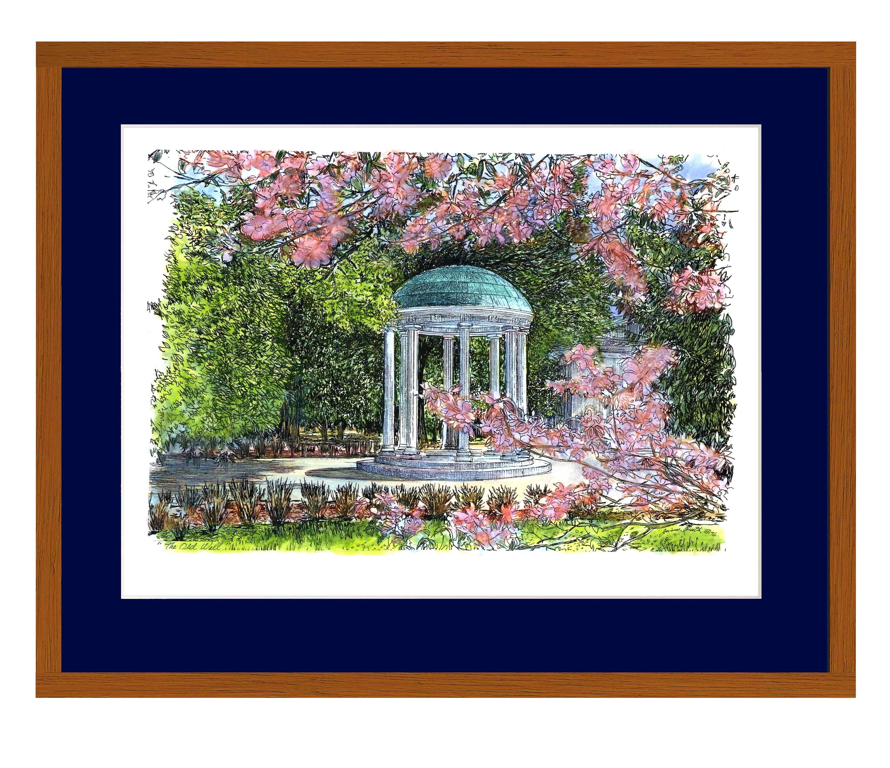 UNC Chapel Hill Graphic Print of the OLD Well Fountain on the - Etsy