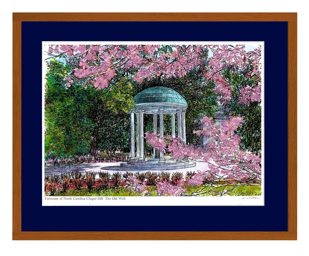 UNC Chapel Hill Print, Old Well Fountain Watercolor Art - Etsy